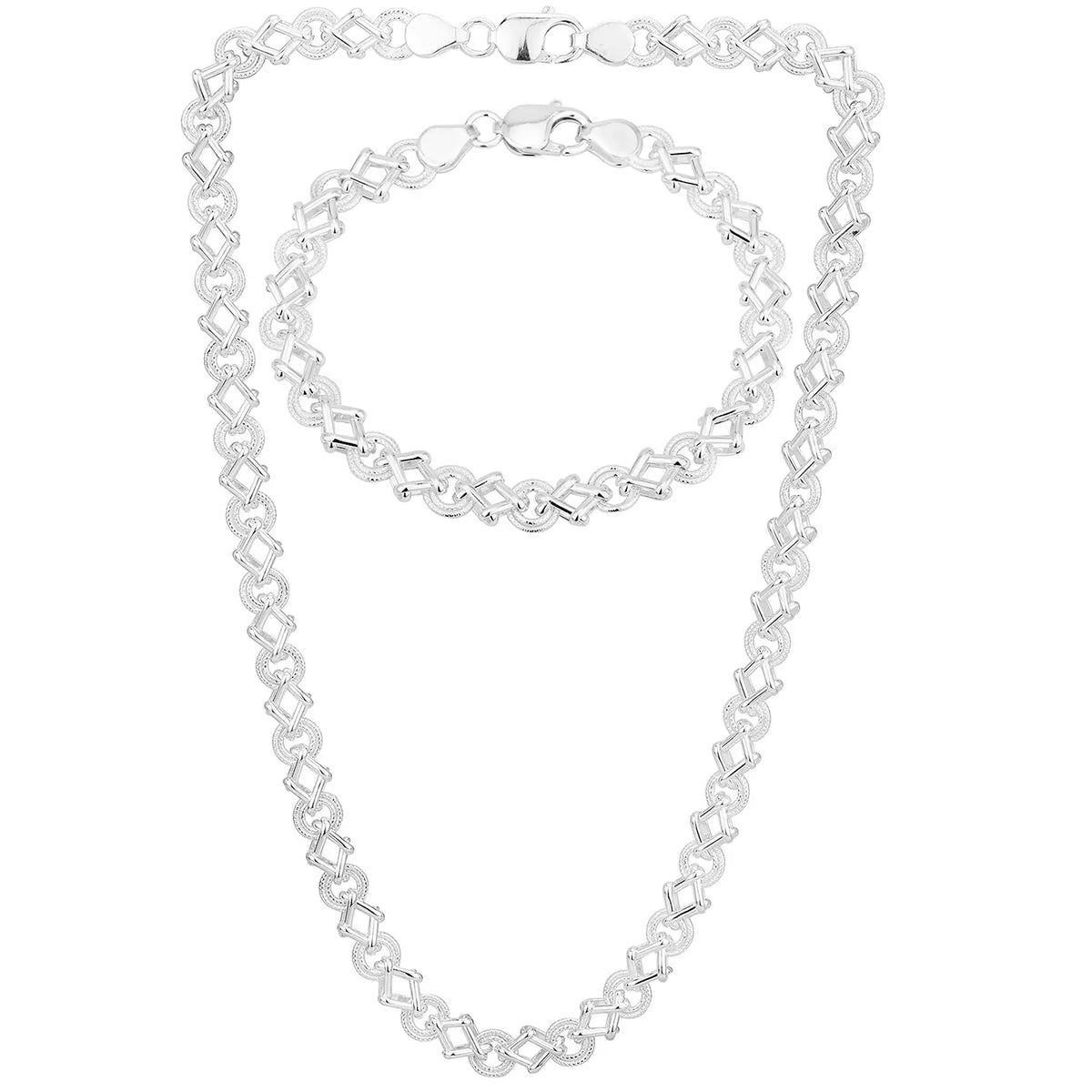 Sterling Silver Circle & Diamond Shaped Link Chain Hand Made – The ...