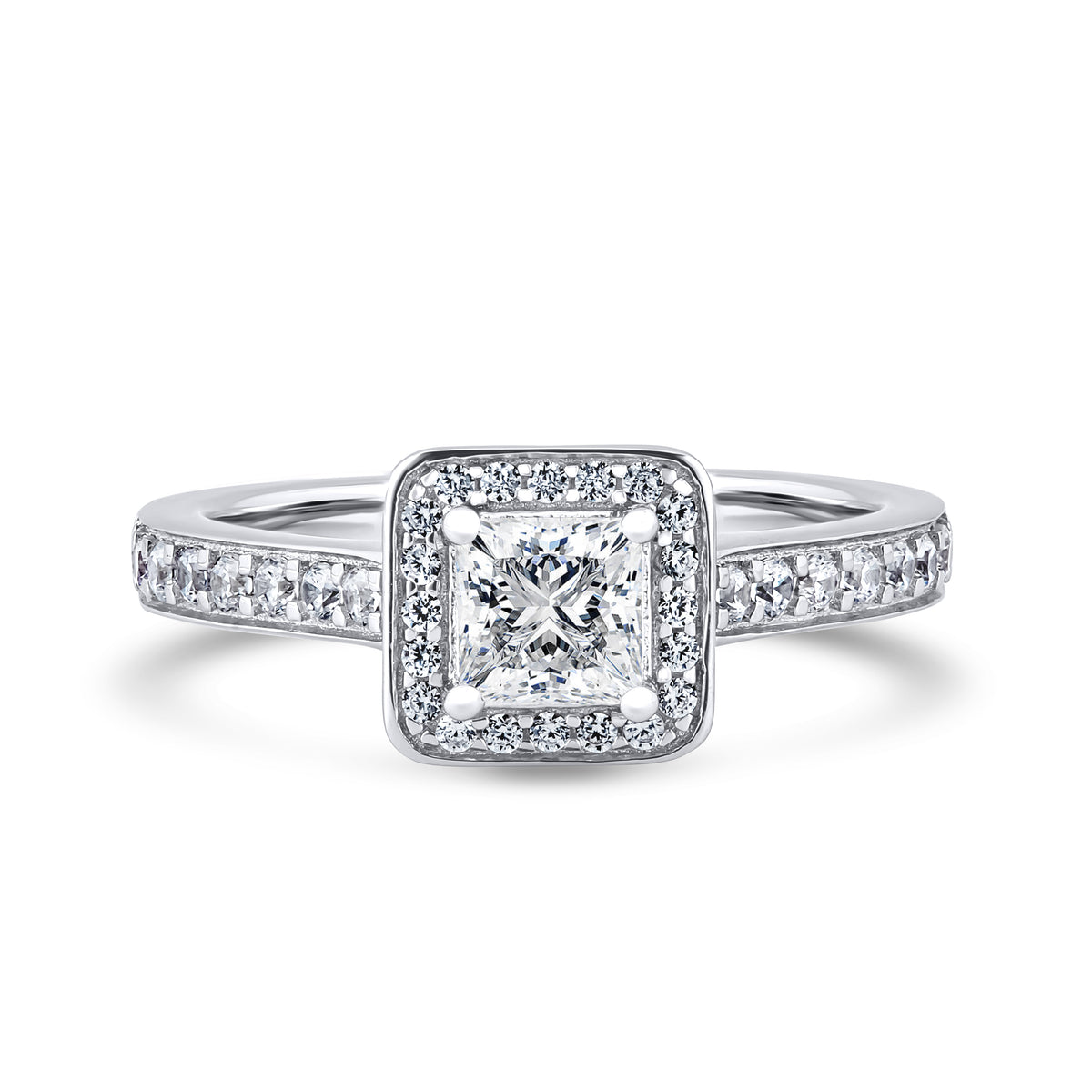 18ct White Gold 0.90ct Natural Diamond Halo Solitaire Ring – The Jewel ...